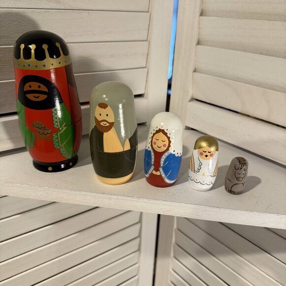 Art | Nesting Doll Holy Family The Nativity Family Wooden Nesting Dolls ...
